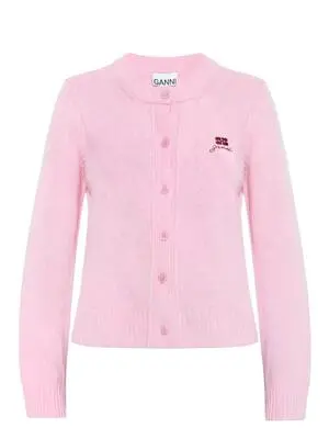 GANNI Embroidered Buttoned Cardigan - Pink