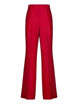 PAULA Wide-leg Twill Trousers - Red