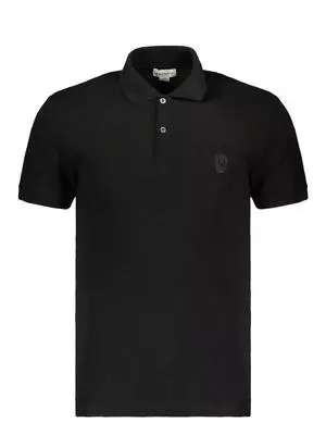 Alexander McQueen Ribbed Cotton Polo Shirt - Black