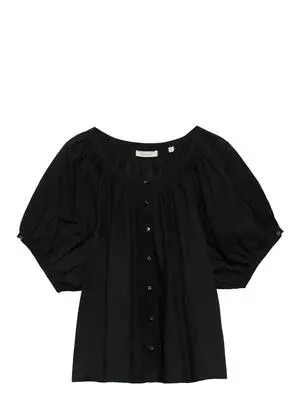 DÔEN June Puffed-sleeve Blouse - Black