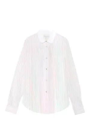 FORTE_FORTE Striped Collared Shirt - White
