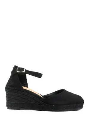 CastaÑer Ankle Strap Wedge Espadrilles - Black