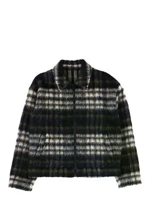 MSGM Check-pattern Zip-up Jacket - Black