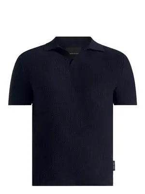 Manière De Voir Rowen Textured Revere Polo Shirt - Blue