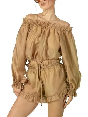 PARAMIDONNA Luna Ruffled Beach Ensemble - Neutrals