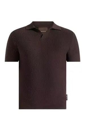 Manière De Voir Rowen In Textured Knit Revere Polo Shirt - Brown