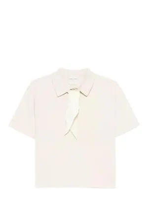 FORTE_FORTE Tie Knit Polo Top - Neutrals
