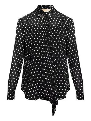 Michael Kors Polka-dot Neck-tie Blouse - Black