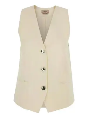 TWINSET Buttoned V-neck Gilet - Neutrals