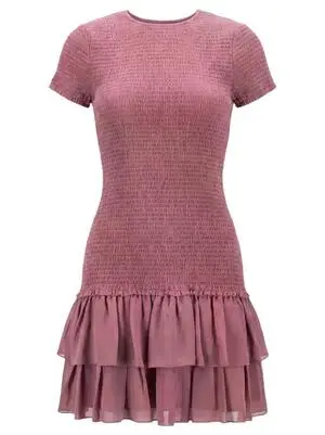 Michael Kors Ruffled Smocked Mini Dress - Pink
