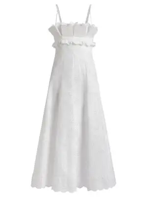 Alberta Ferretti Ruffled Eyelet Dress - White