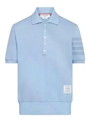 Thom Browne 4-bar Stripe-detail Button-fastening Polo Shirt - Blue