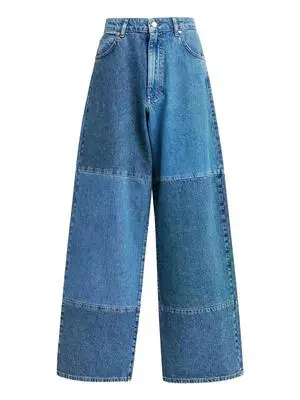 Essentiel Antwerp Wide Leg Patchwork Jeans - Blue