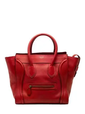 Celine 2012 Mini Leather Luggage Tote Handbag - Red