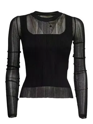 Sportmax Long-sleeve Ribbed Knit Top - Black