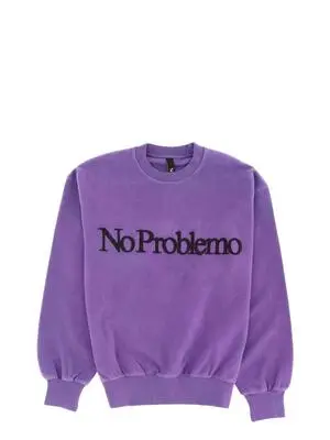 NO PROBLEMO Logo-print Reverse-fleece Sweatshirt - Purple