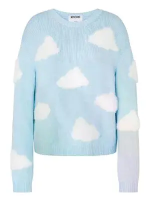 Moschino Crew-neck Cloud-motif Sweater - Blue