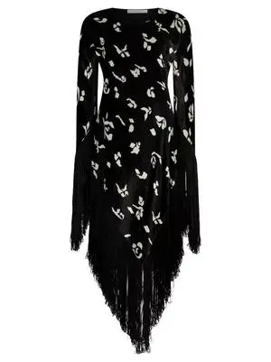 Philosophy Di Lorenzo Serafini Fringed Floral Midi Dress - Black