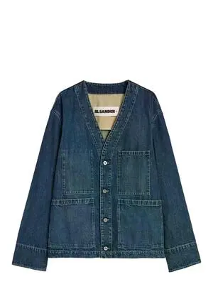 JIL SANDER Patch Pocket Cotton Shirt Jacket - Blue
