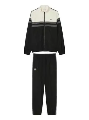 Lacoste Hooded Striped Tracksuit - Black