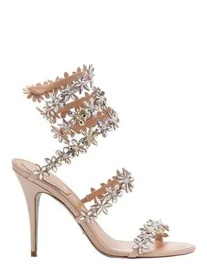 Rene Caovilla Embellished Ankle Coil Sandals - Nude Crystal