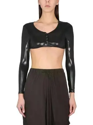 NOT AFTER TEN Buttoned Cropped Top - Black