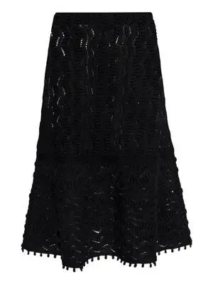 JIL SANDER Crochet Knit Midi Skirt - Black