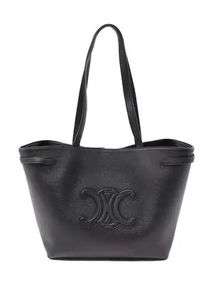 Celine Medium Grained Calfskin Cuir Triomphe Cabas Anais Tote Bag - Black