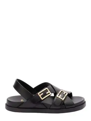 Fendi Leather Sandals Black