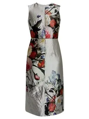 Erdem Floral Satin Cocktail Dress - Neutrals