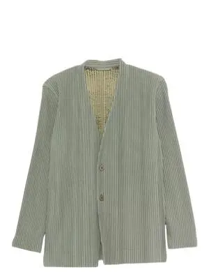 Issey Miyake Ingle-breasted Pleated Blazer - Green
