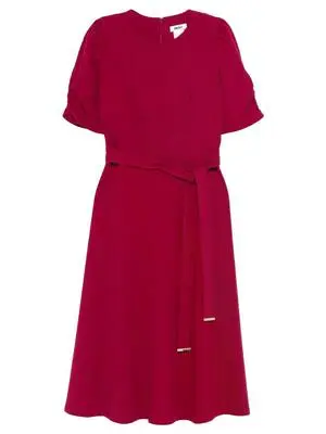 Dkny Ruched-sleeve Midi Dress - Red