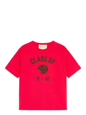 Valentino Garavani Panther-print Cotton T-shirt Red