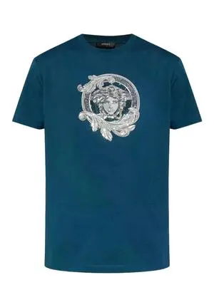 Versace Medusa-embroidered T-shirt - Blue