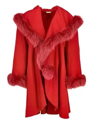 VINTAGE Fur-Trim Open-Front Coat