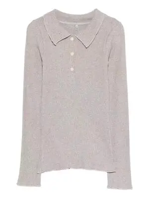 BASERANGE Long Sleeve Polo Top - Grey