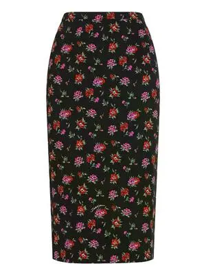 Dolce & Gabbana Floral Print Midi Skirt - Black