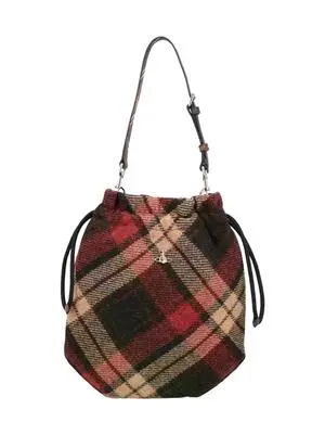 VIVIENNE WESTWOOD Tartan Drawstring Clutch - Red