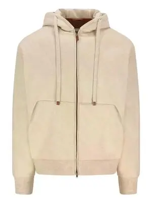 TOD'S Hooded Zip-up Bomber Jacket - Neutrals