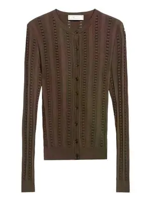 Blumarine Buttoned Openwork Knit Cardigan - Brown