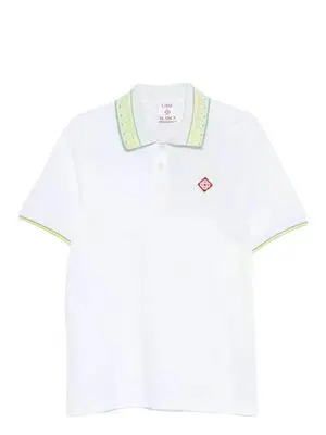 Casablanca Laurel Trim-collar Polo Shirt - White