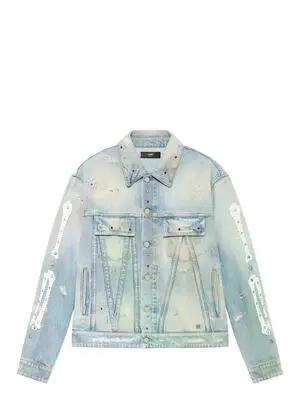 Amiri Distressed-effect Embellished Jacket - Blue