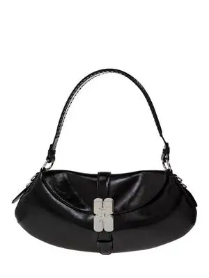GANNI Logo-buckle Shoulder Bag - Black