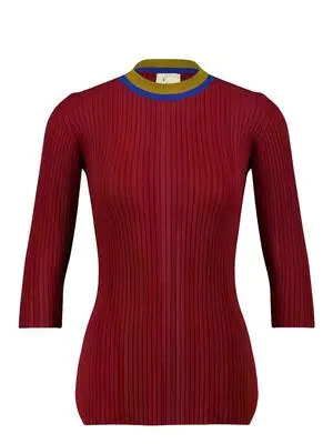 PAULA Ribbed Back-opening Jumper - Red