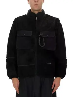 AND WANDER Boa Zip-up Jacket - Black