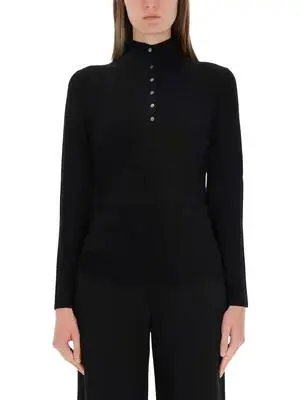 Theory Buttoned Turtleneck Sweater - Black