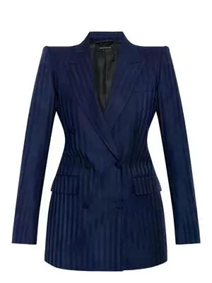 TOM FORD Striped Double-breasted Jacket - Blue