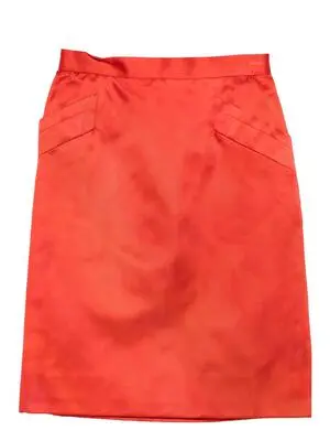 Saint Laurent 1987 Silk Midi Skirt - Red
