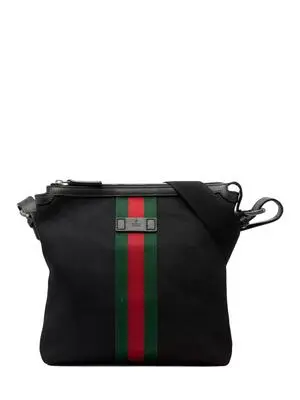 Gucci Gg Techno Canvas Web Messenger Bag - Black
