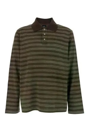A.p.c. Striped Long-sleeve Polo Shirt - Brown